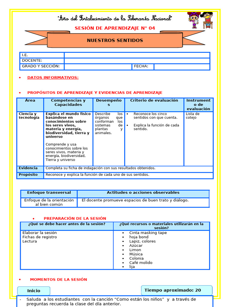 e1 Sesion de Los Sentidos Cyt | PDF