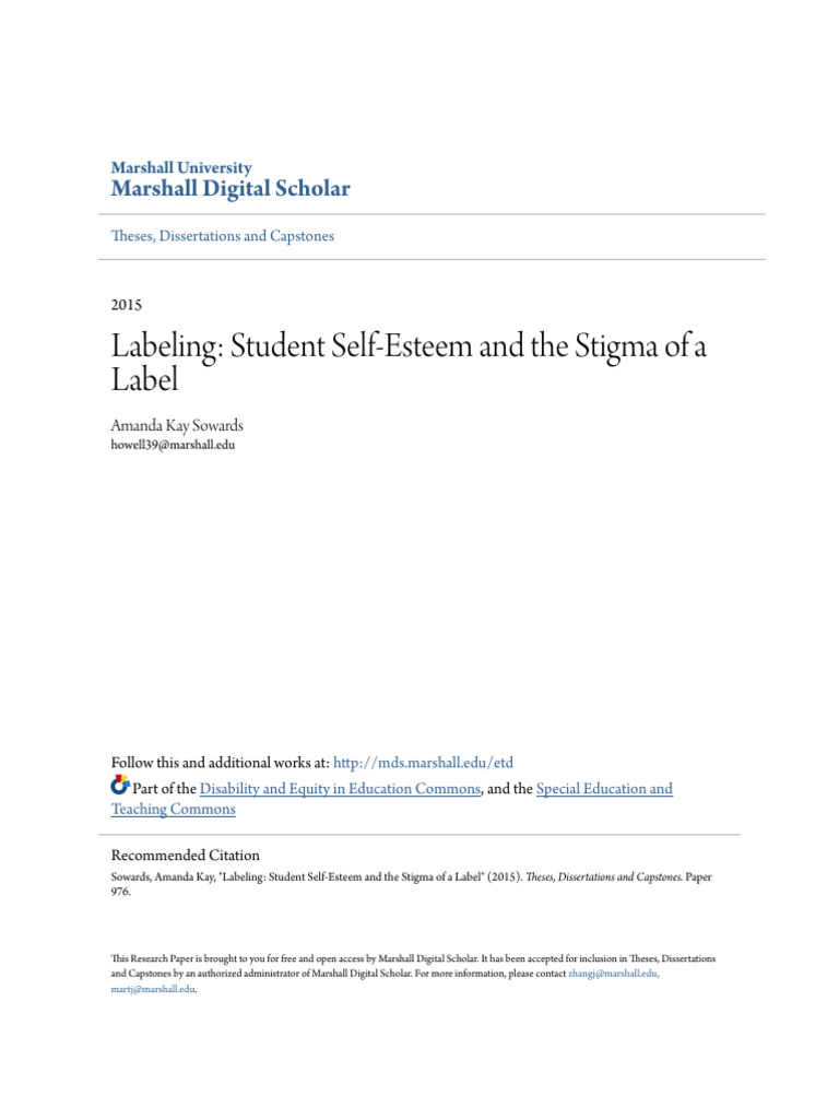 Labeling - Student Self-Esteem and The Stigma of A Label | PDF