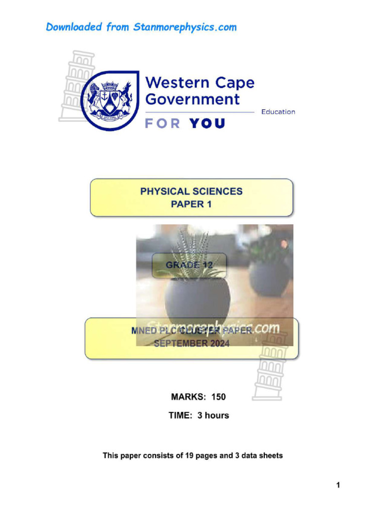 WC MN Physical Scis Grade 12 September 2024 P1 and Memo | PDF