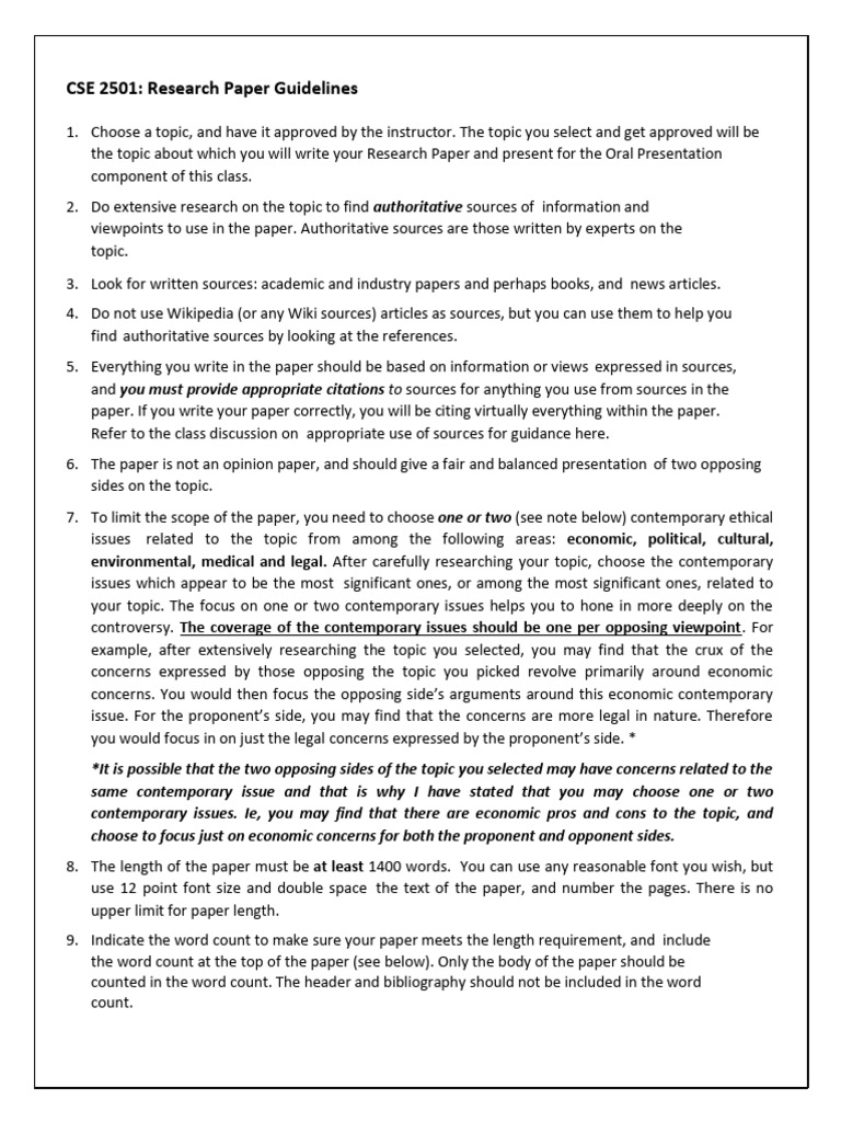 Research Paper Guidelines 2024 | PDF