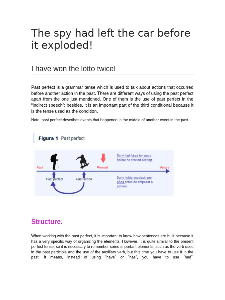 The Spy Had Left The Car Before It Exploded | PDF | Verb | Language ...