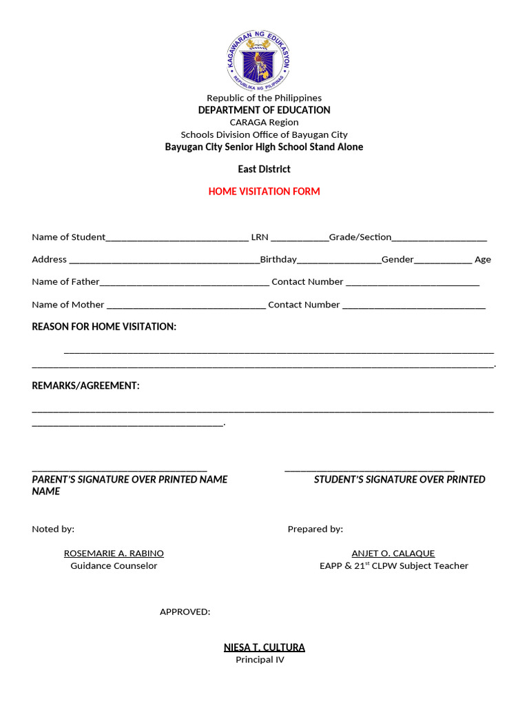 Home Visit Form | PDF