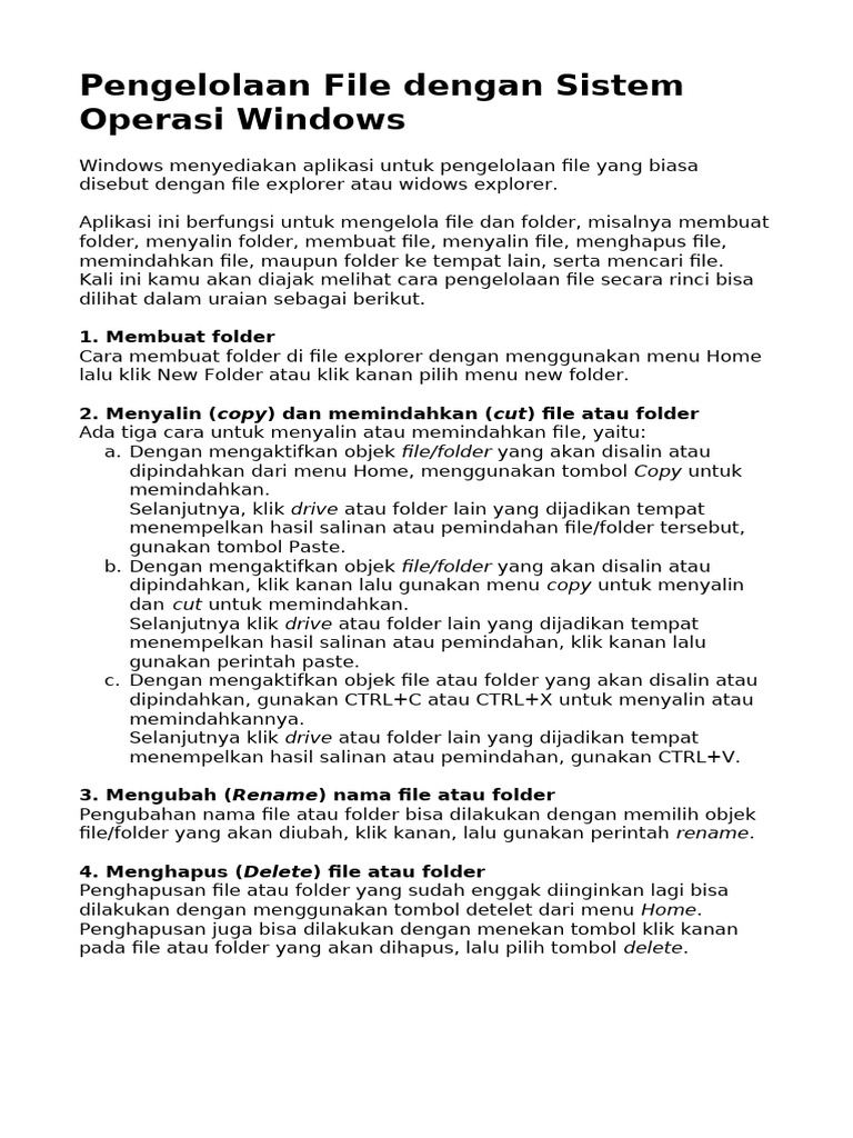 Pengelolaan File Dengan Sistem Operasi Windows Dan K3 | PDF
