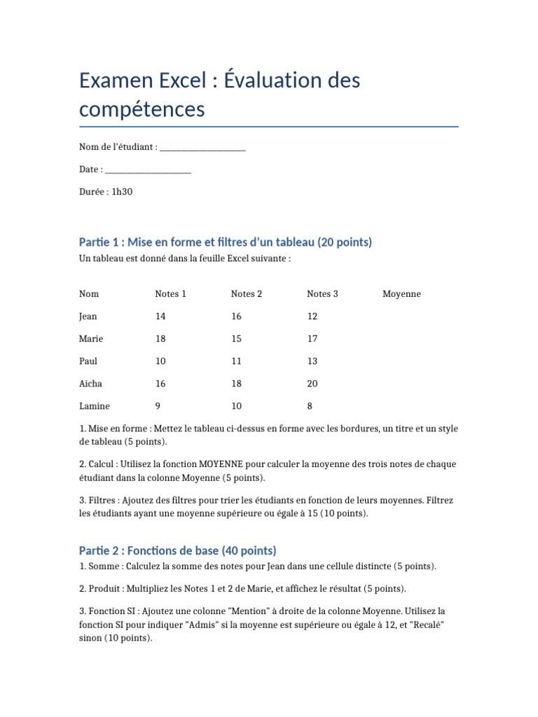 Examen Excel | PDF