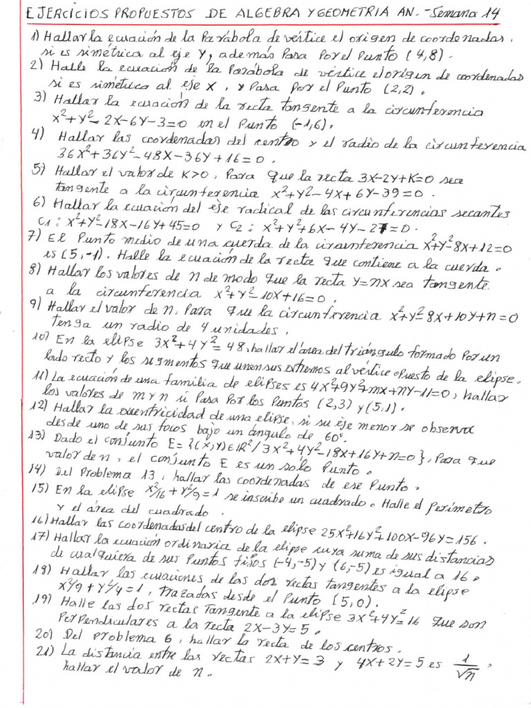 Ejercicios Propuestos - 14 (AYG-2022-I) | PDF