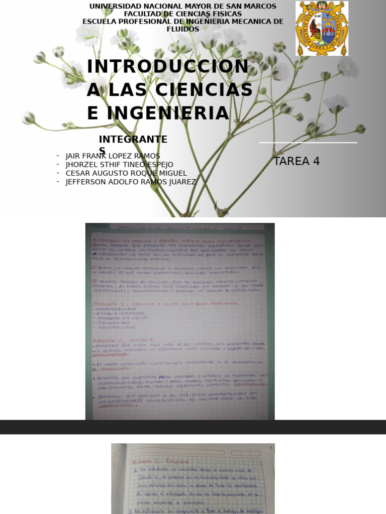 Introduccion A Las Ciencias e Ingenieria Tarea 4 | PDF
