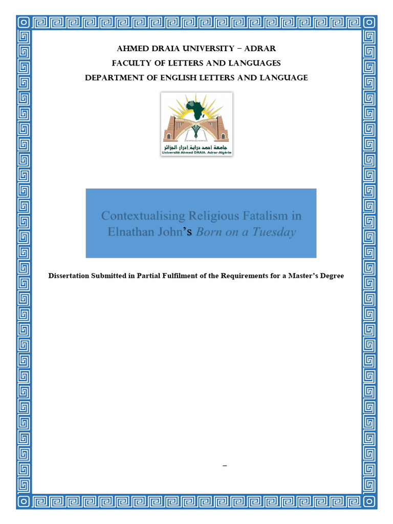 Contextualising Religious Fatalism in Elnathan John's: Born On A ...