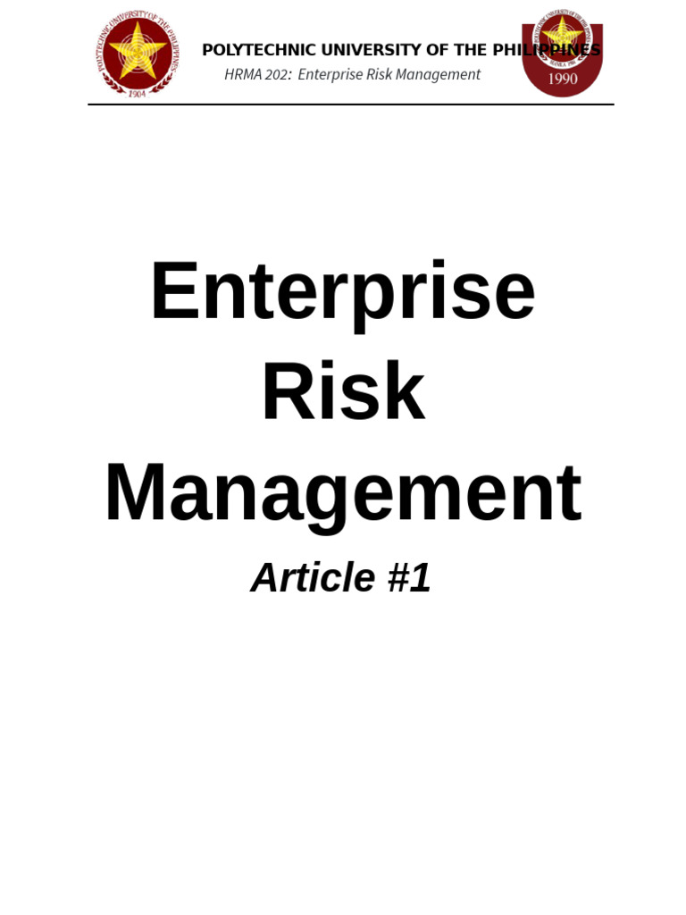 Enterprise Risk Management Article Assignment | PDF Enterprise Risk Management Article Assignment | PDF