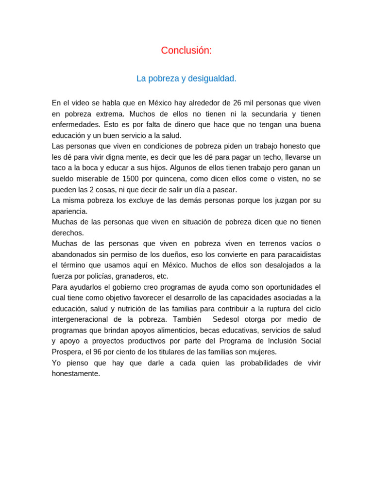La Pobreza y Desigualdad | PDF
