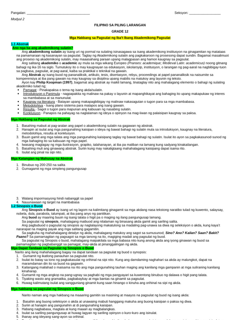 Module 2 FPL Handout | PDF
