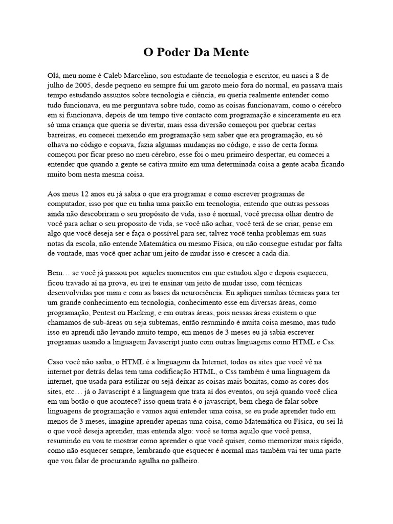 O Poder Da Mente | PDF