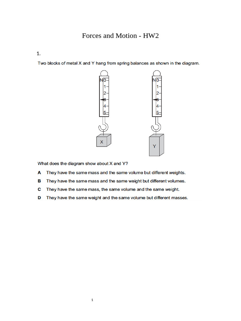 Forces and Motion - HW2 - Ans | PDF