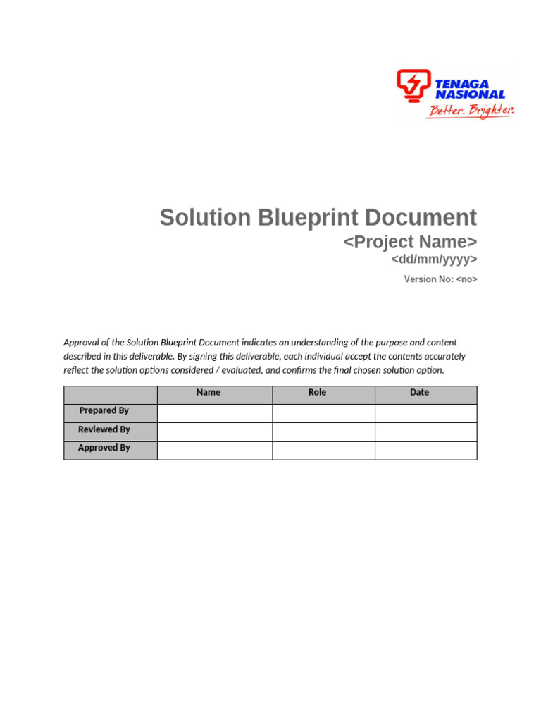 Solution Blueprint Document Template V1.0 | PDF