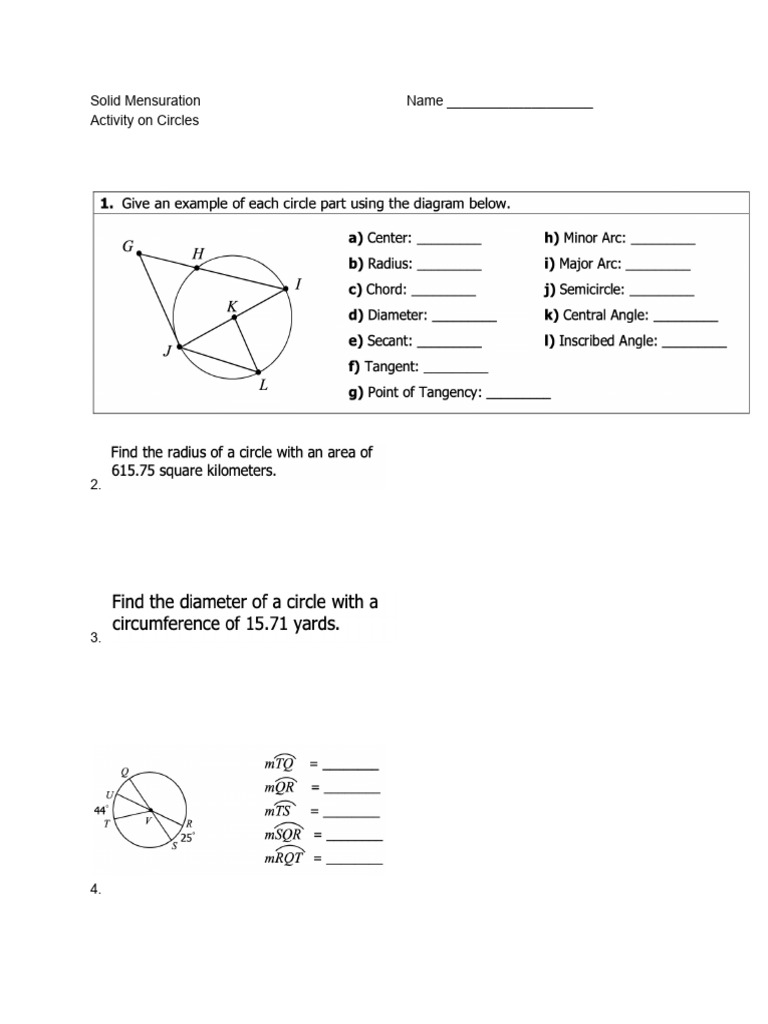 Solid Mensuration CIRCLES | PDF