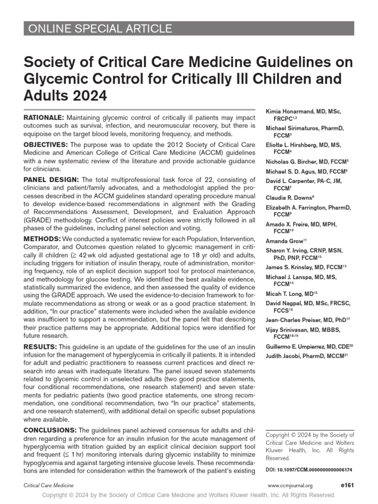 Society of Critical Care Medicine Guidelines On.22 | PDF