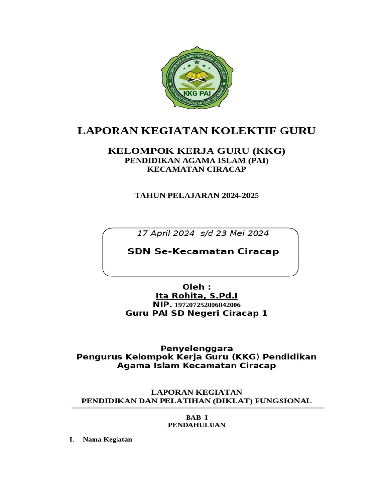 Laporan Anggota KKG | PDF