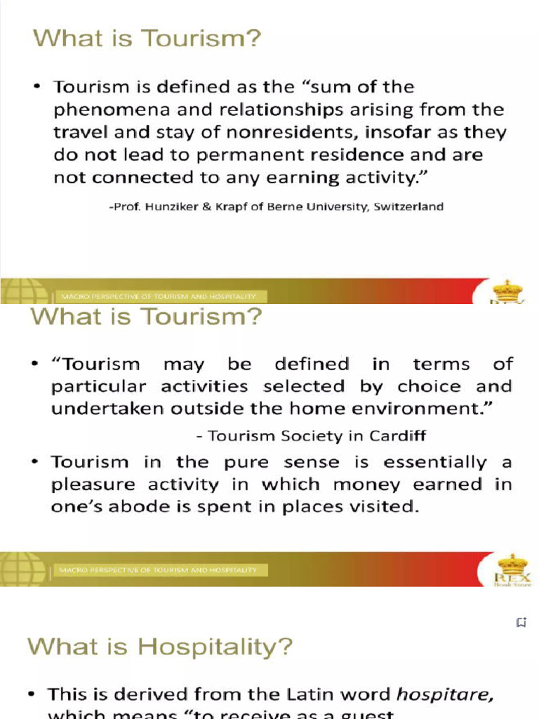 Ter 1 Meaning and Importance of Tourism and Hospitality 1 | PDF