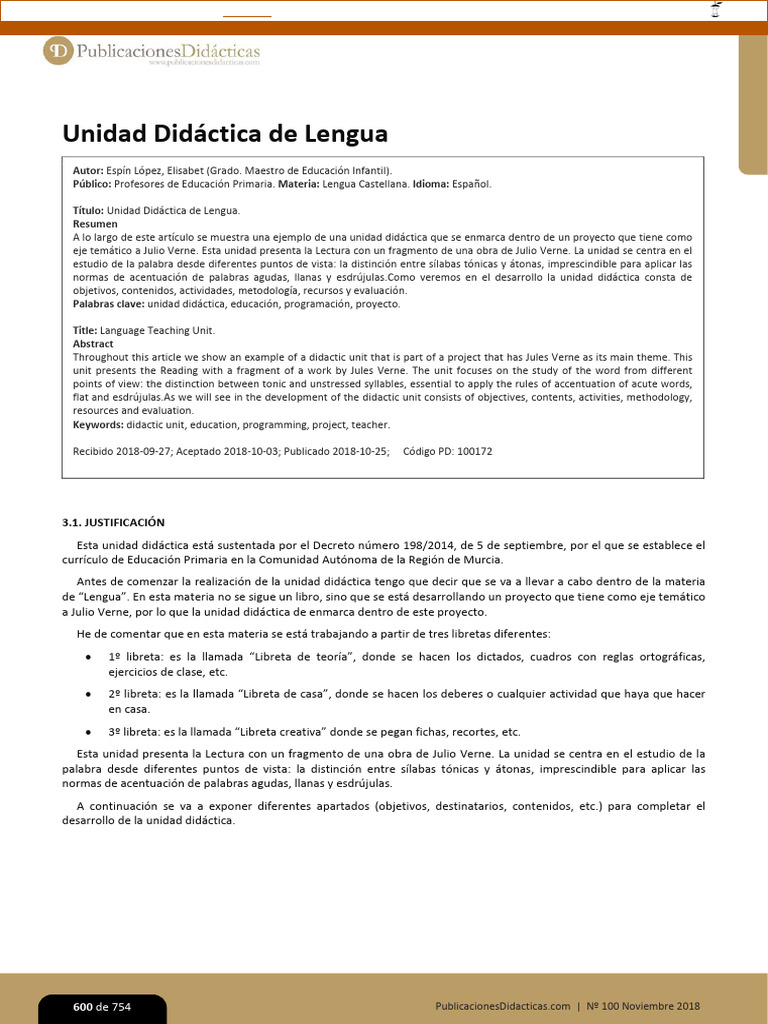 Unidad Didactica Proyecto LIBRETA | PDF