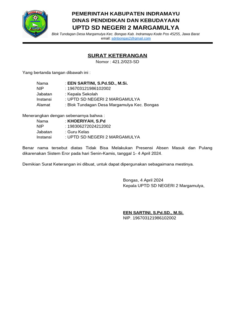 Keterangan Absen Error | PDF