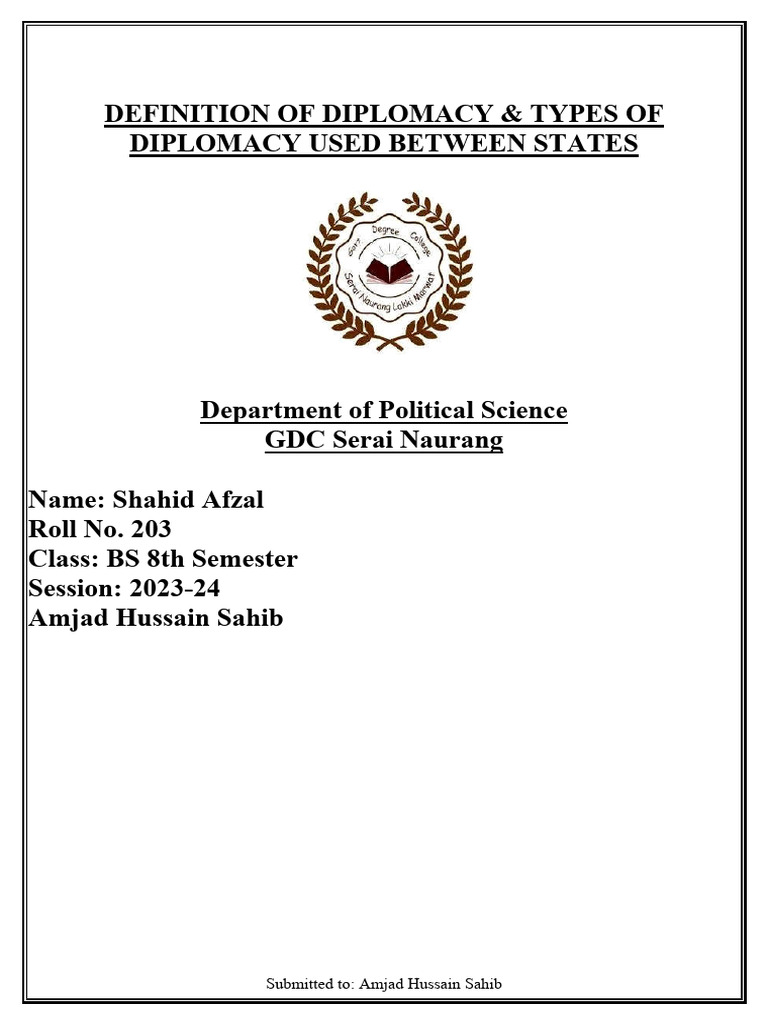 Diplomacy Document 1 | PDF