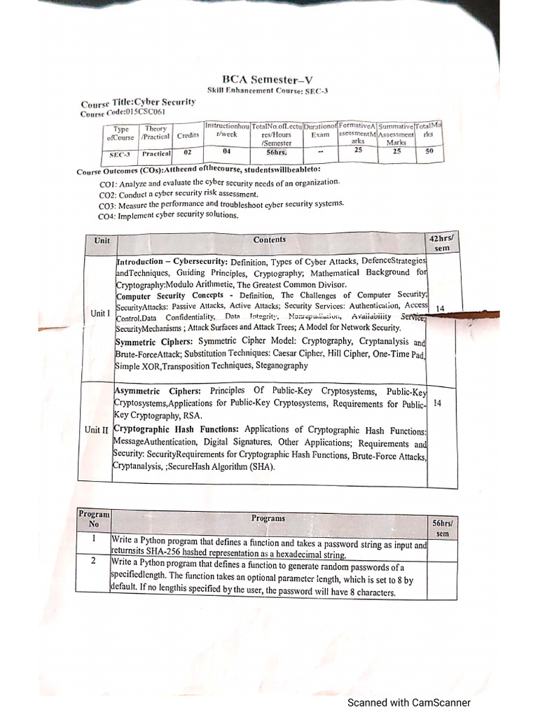 Cyber Security Syllabus | PDF