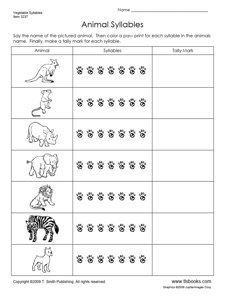 Animal Syllables | PDF