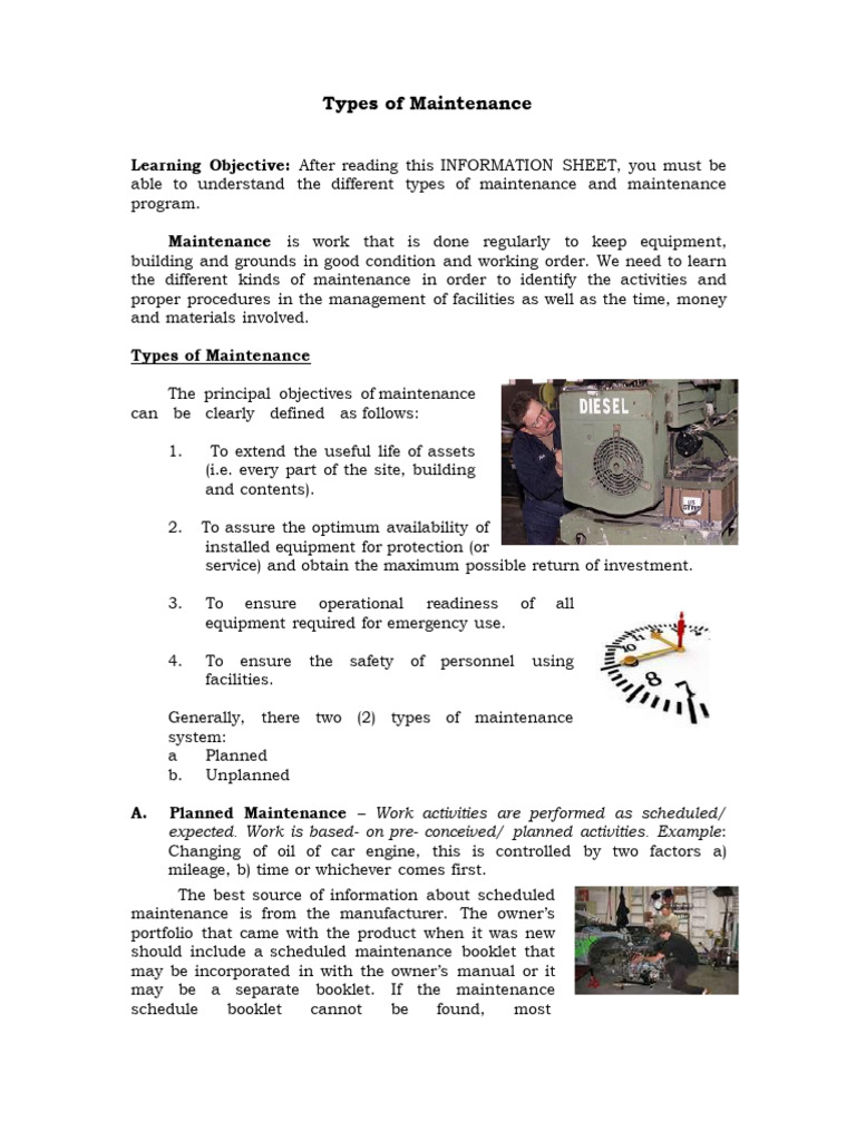 Types of Maintenance | PDF