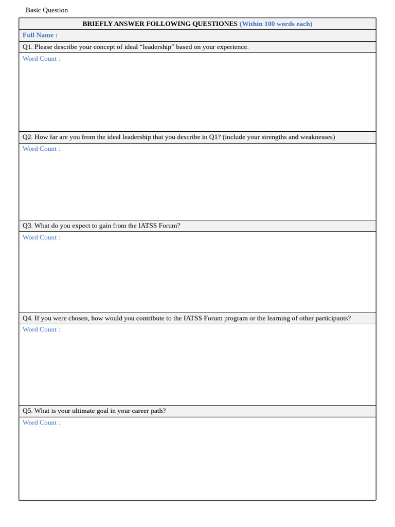 Basic Question Form 67 68 Word.docx | PDF