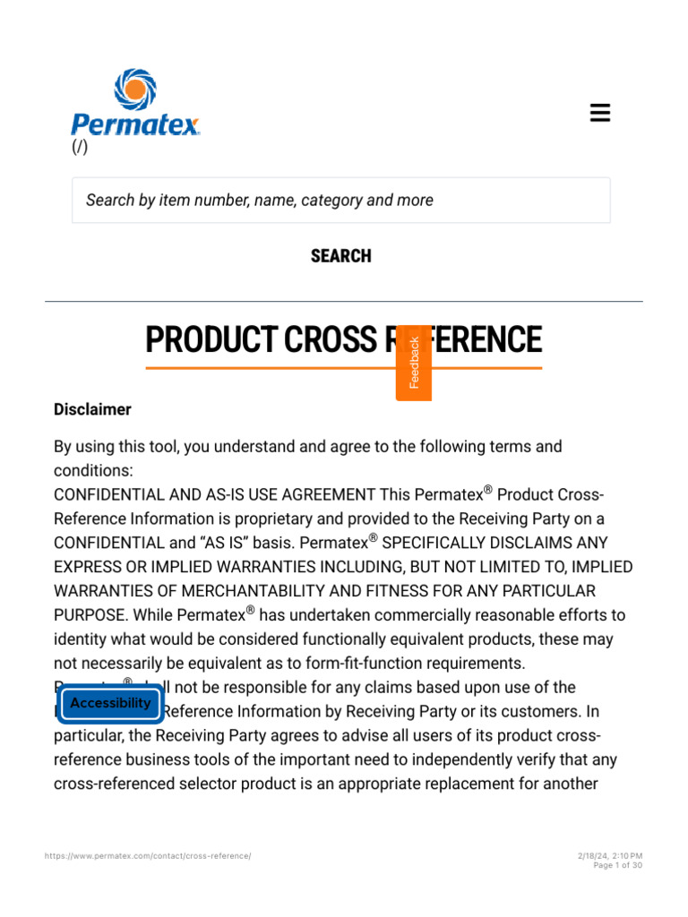 Cross Reference - Permatex | PDF