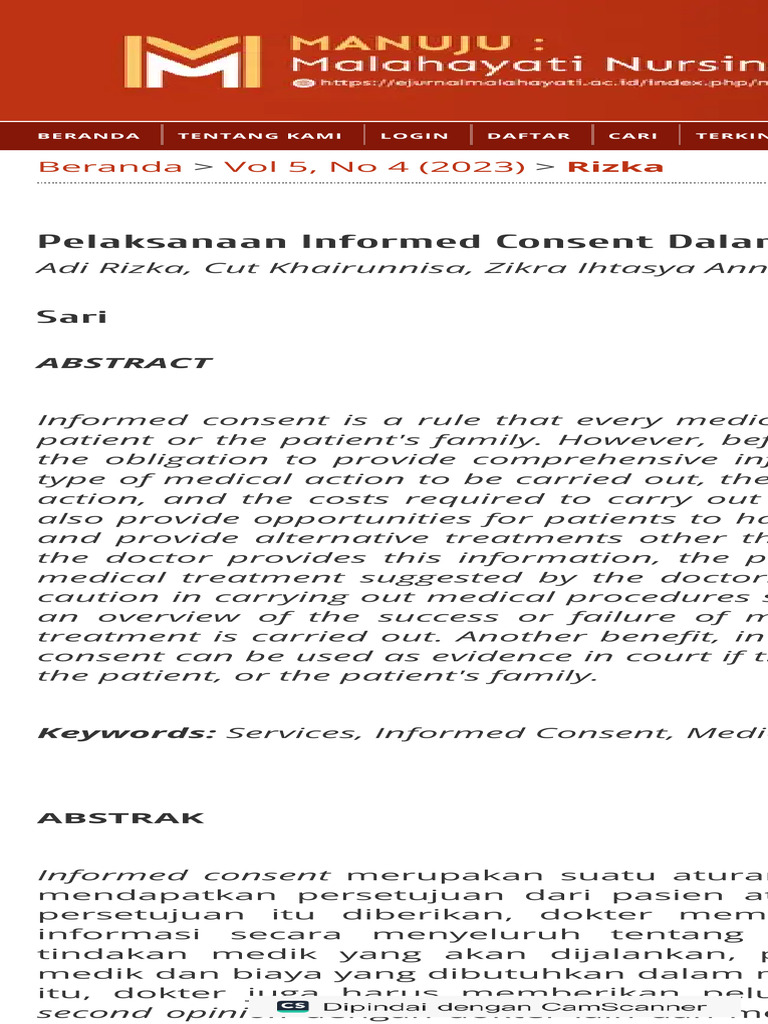 Pelaksanaan Informed Consent Dalam Pelay | PDF