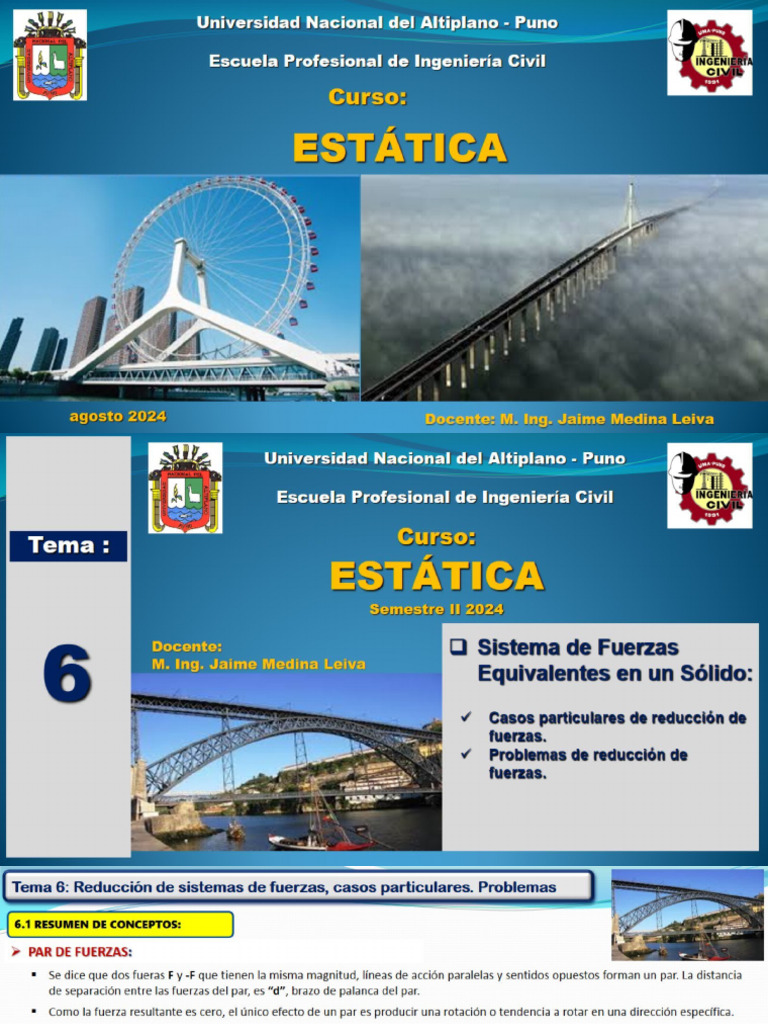 Recursovirtual 2 Semana 7 Estatica AII2024 Diapositiva 6 Reducciondeunsistemadefuerzaspro | PDF