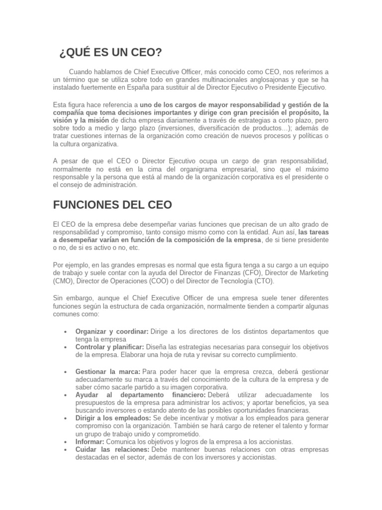 ¿Qué Es Un Ceo? | PDF