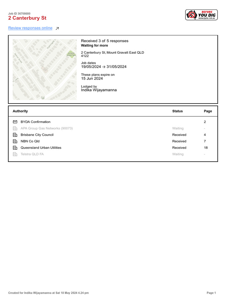 BYDA Responses - Enquiry 36708680 (1) | PDF