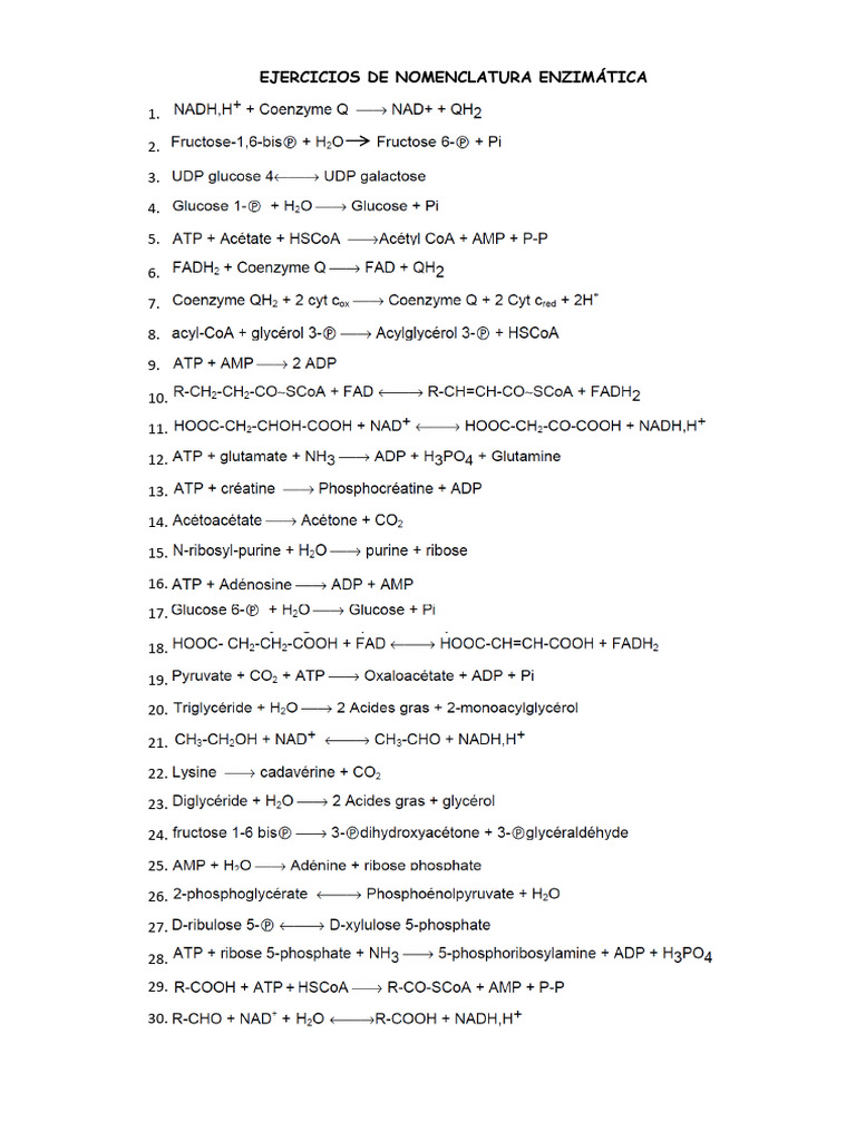 Ejercicios Nomenclatura | PDF