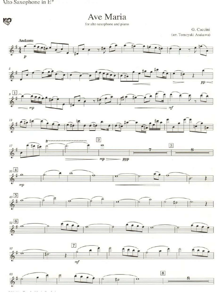 Caccini - Ave Maria arr. Tomoyuki Asakawa for Alto Sax & Piano | PDF
