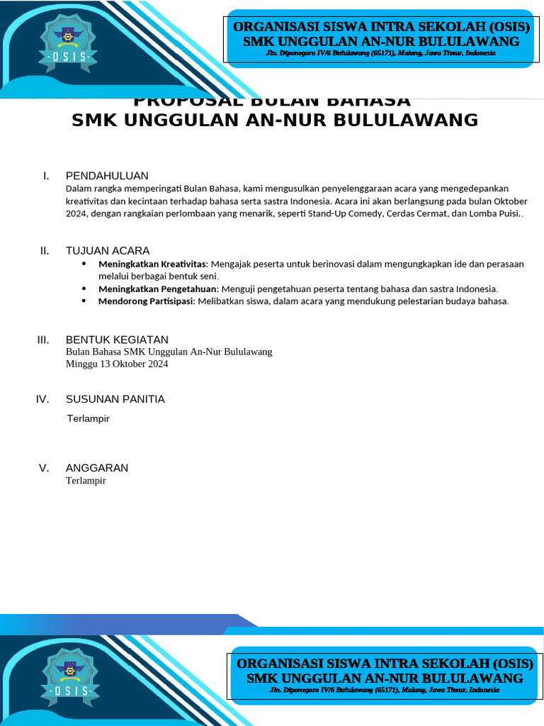 Proposal Bulan Bahasa 2024 | PDF