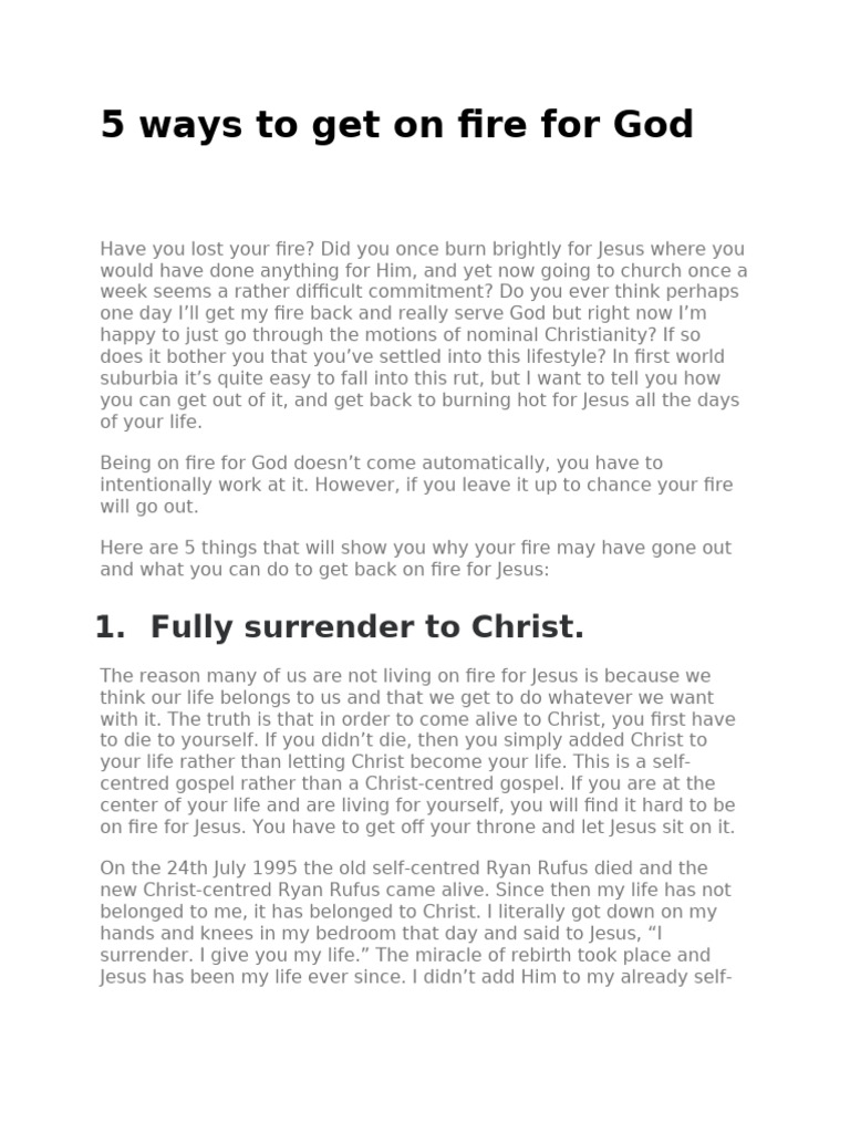 5 Ways To Get On Fire For God | PDF