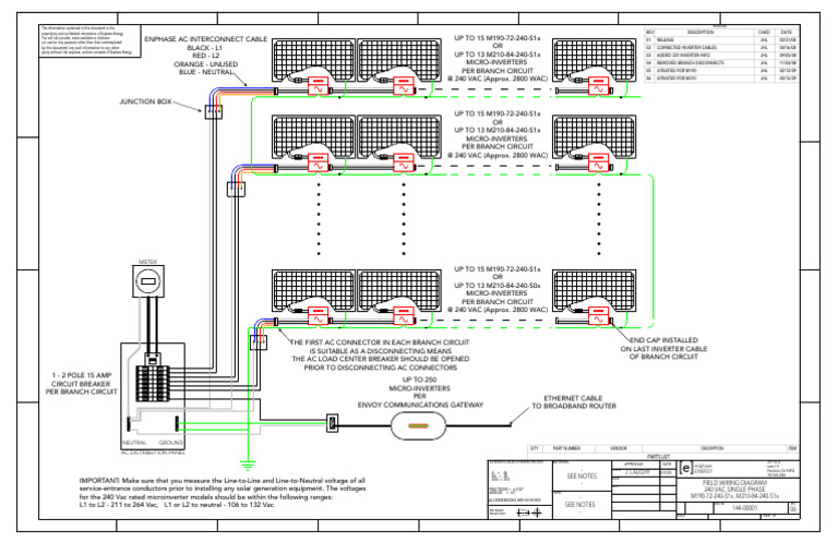 Enphase Wiring Diagram 1 240 Single Phase | PDF