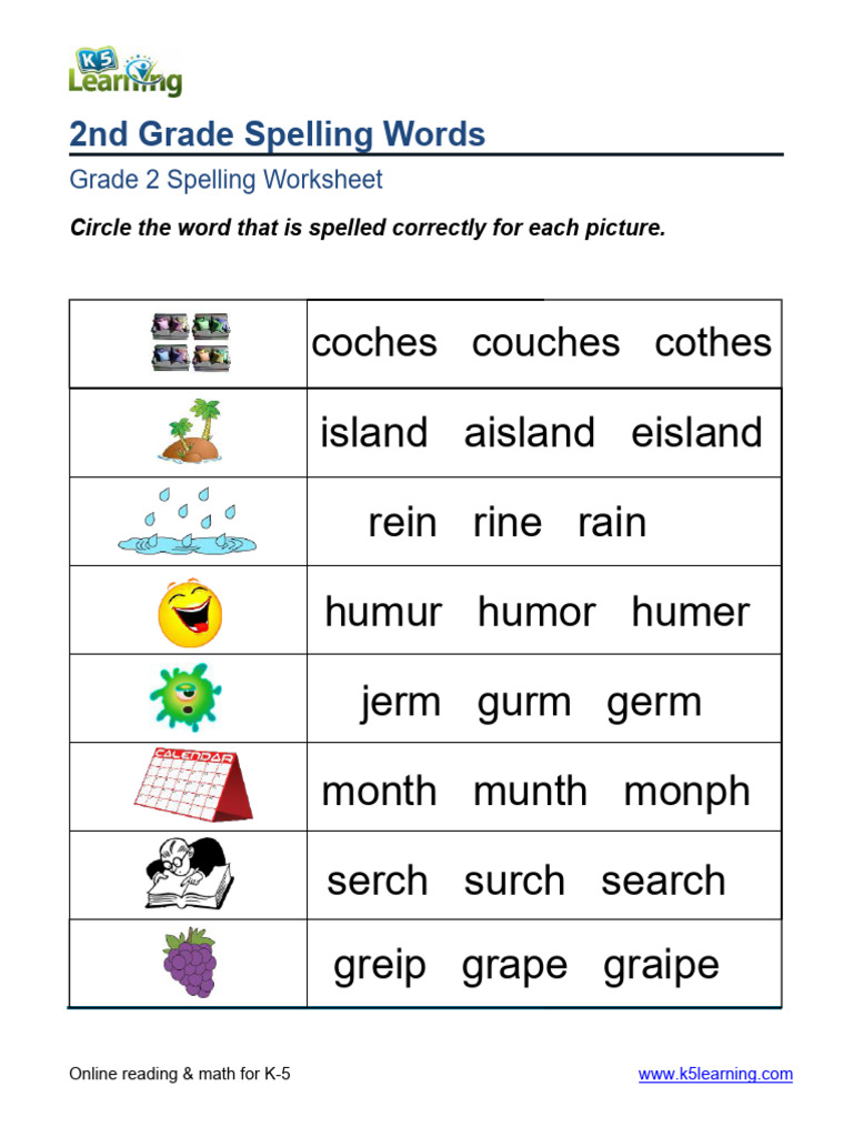 Worksheetsspellinggrade 2 Correct Spelling Word 3 PDF | PDF