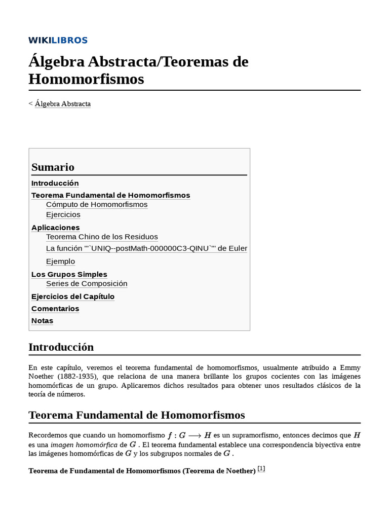 Álgebra Abstracta Teoremas de Homomorfismos | PDF