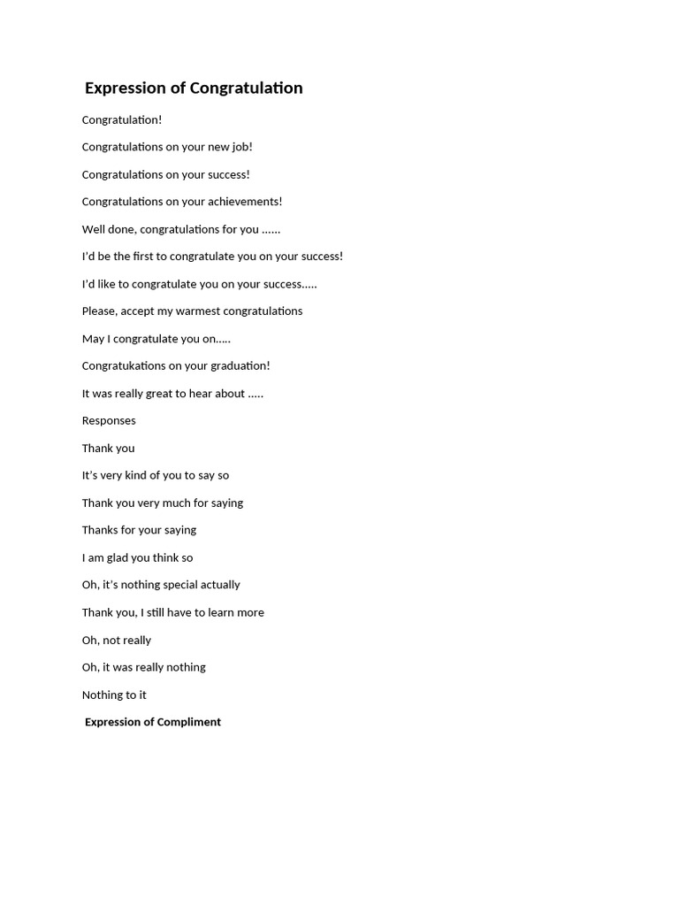 Expression of Congratulation | PDF
