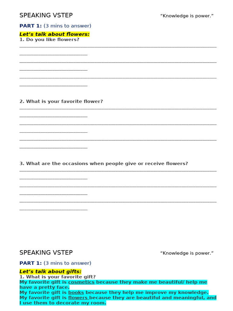 Mini Practice Speaking - 14 L - Key | PDF