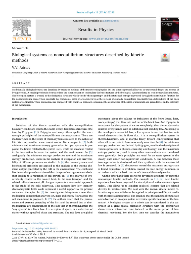 Biological Systems As Nonequilibrium Structures Described - 2019 ...