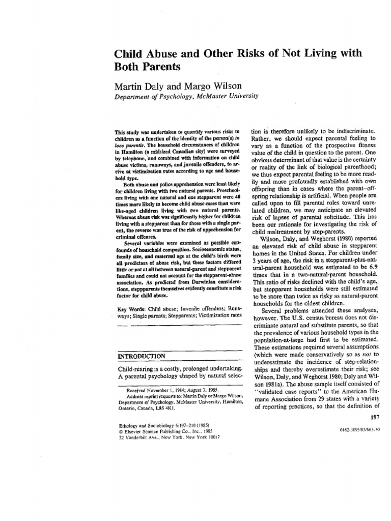 Daly Wilson 1985 Child Abuse | PDF
