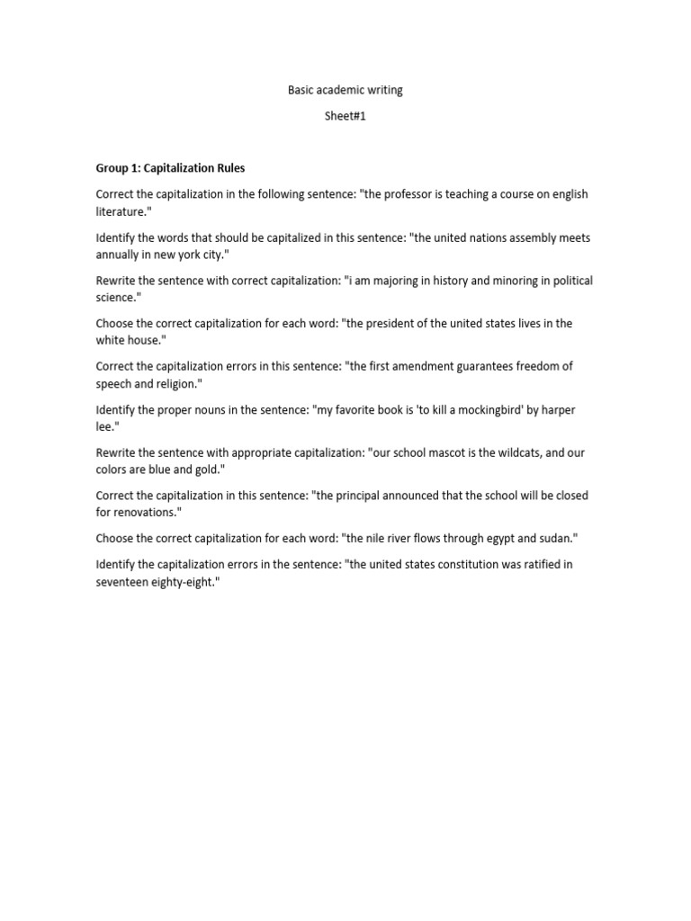 Basic Academic Writing Sheet#1 | PDF