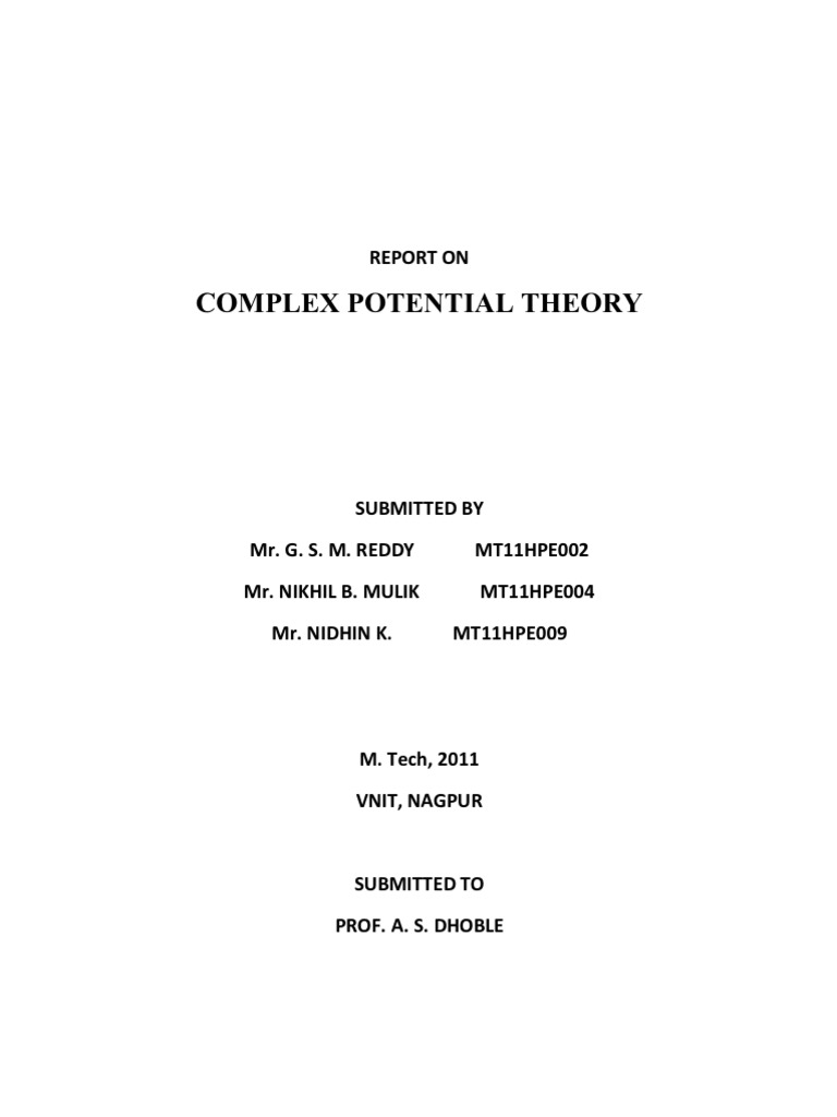 Report on Complex Potential Theory: An In-Depth Analysis of Velocity ...