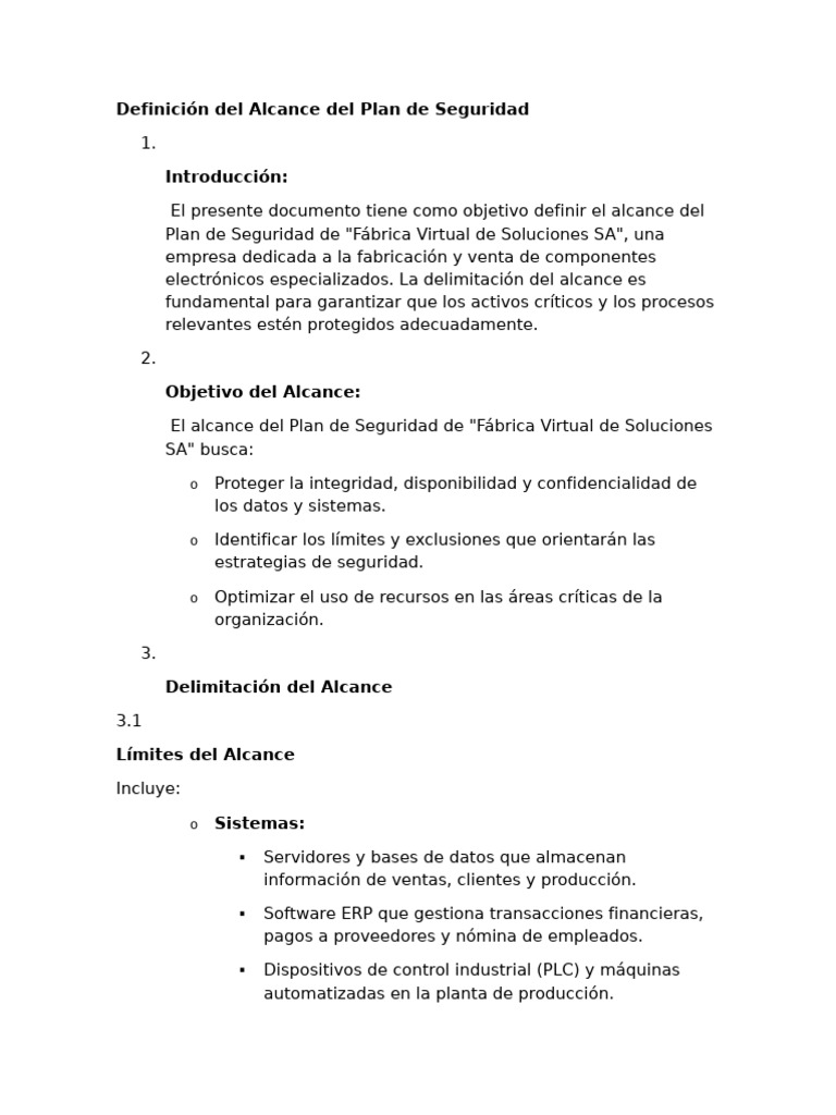 Definición del Alcance del Plan de Seguridad | PDF