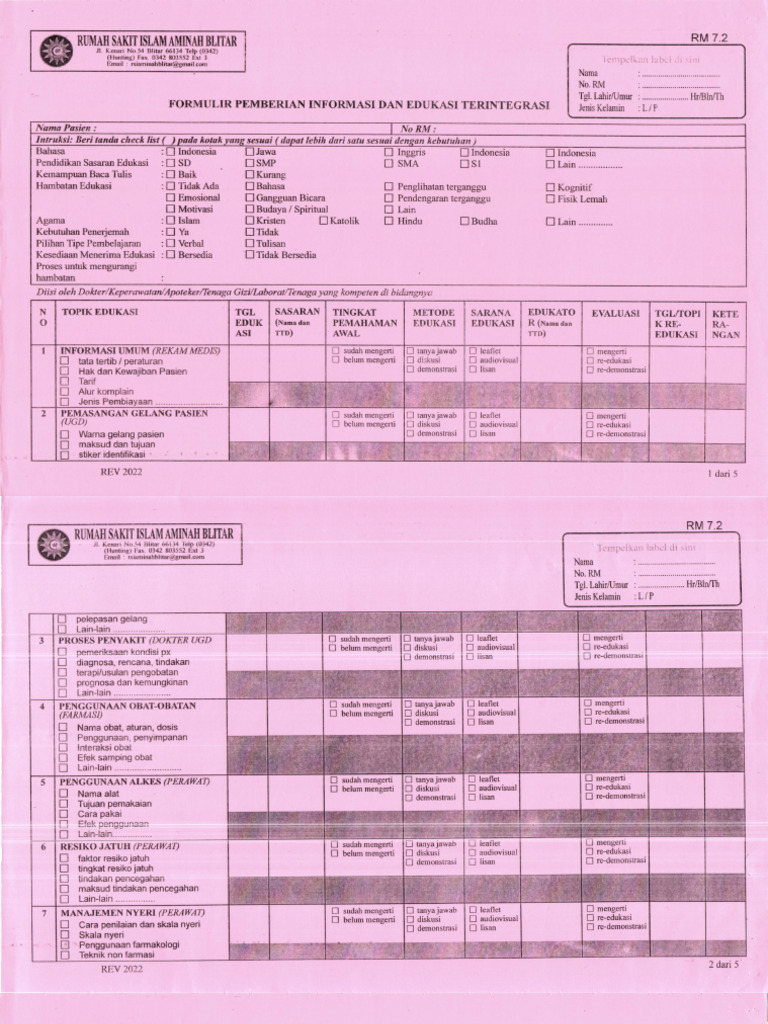 Form Terintegrasi Kosong001 | PDF