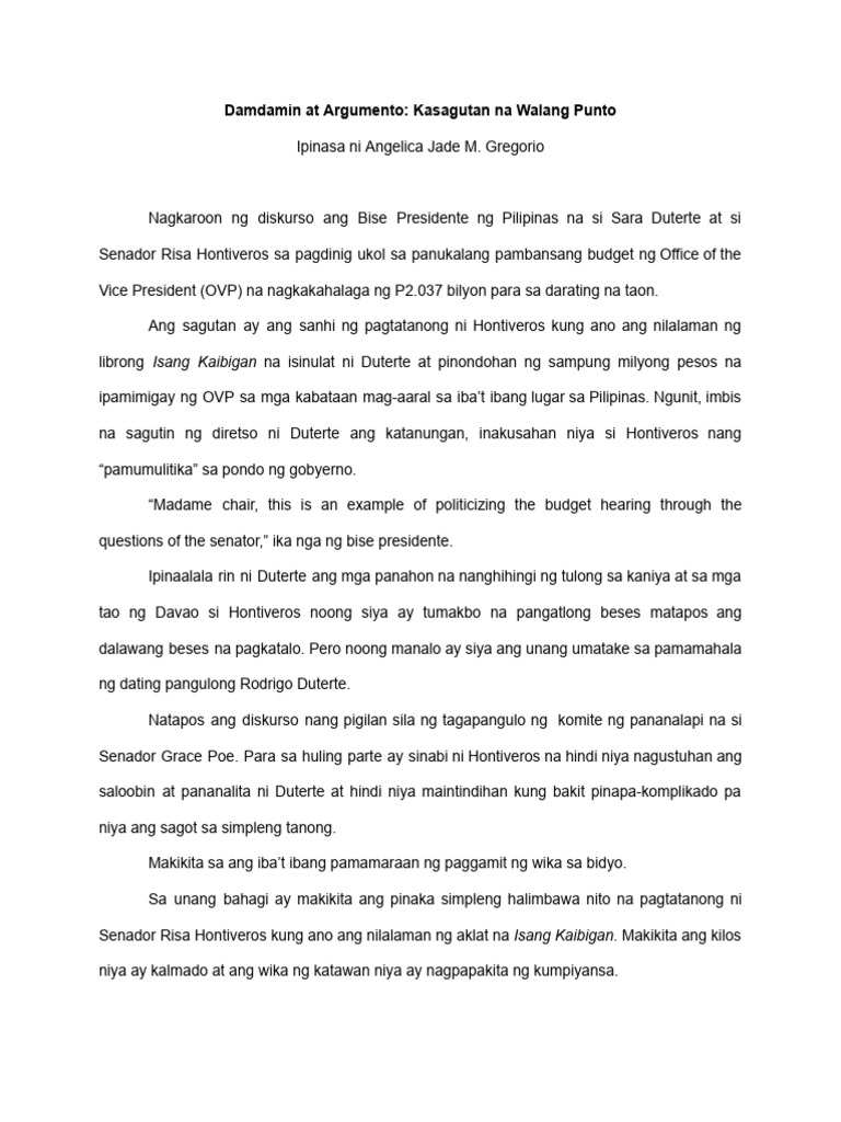 Gawaing Pasulat 1 - GREGORIO, Angelica Jade M. | PDF