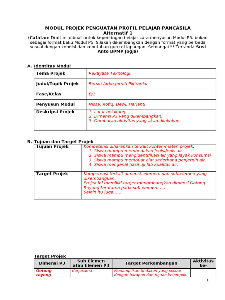 Belajar Membuat Modul P5 Alt 1 - Susi Anto Isi | PDF